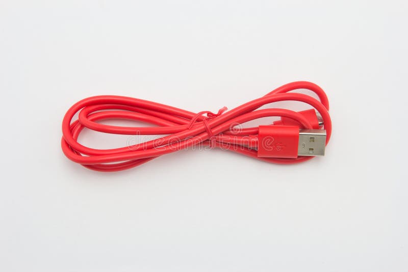 Red USB Cable Plug stock image. Image of computer, connection - 64437497