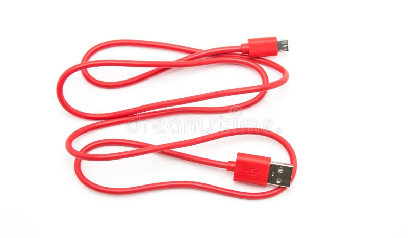 Red USB Cable Plug stock photo. Image of macro, interconnect - 65028996