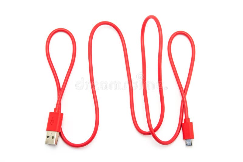 Red USB Cable Plug stock photo. Image of macro, interconnect - 65028996