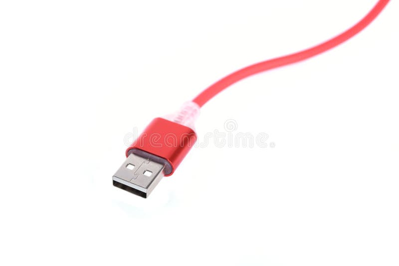 Red USB Cable for Smartphone Charge Isolated on White Background Stock ...