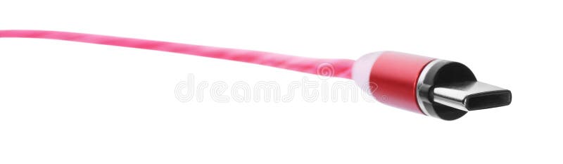Red USB Cable with Type C Connector Isolated on White Stock Image ...