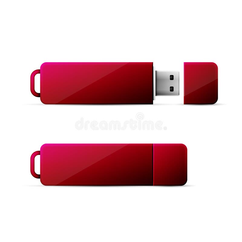 Red usb flash drive stock illustration. Illustration of closeup - 49054696