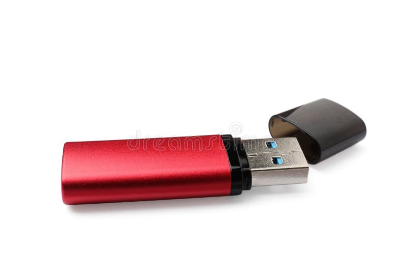 Red Usb Flash Drive Isolated on White Stock Image - Image of flash ...