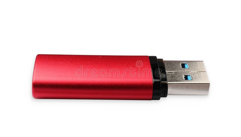 Red Usb Flash Drive Isolated on White Stock Image - Image of accessory ...