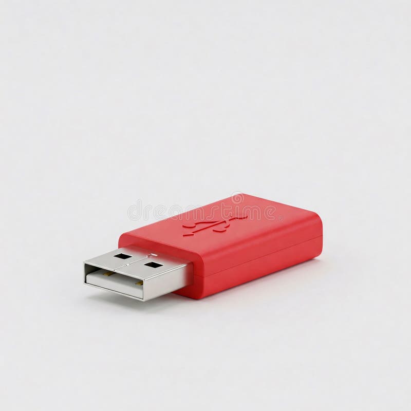Red USB Flash Drive Isolated on a White Background. 3d Render Stock ...