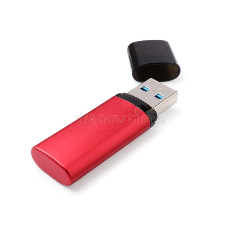 Red Usb Flash Drive Isolated on White Stock Image - Image of color ...