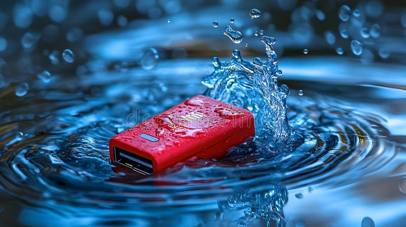 Red USB Drive in Water stock illustration. Illustration of compact ...