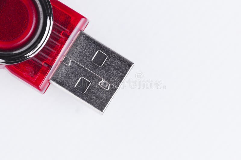 Red USB Flash Drive on White Background Stock Image - Image of backup ...