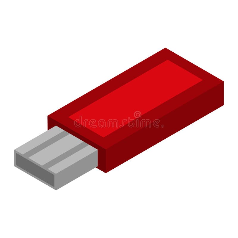 Red Usb Flash Icon, Isometric Style Stock Vector - Illustration of ...