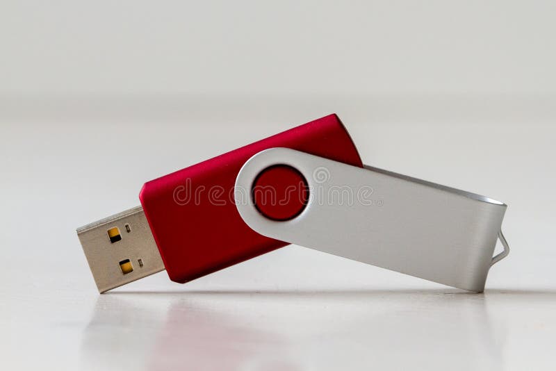 A Red USB Flash Memory Stick Stock Image - Image of equipment, flame ...