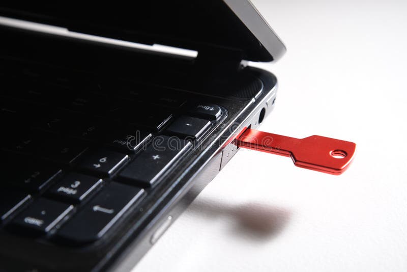 Red Usb Key on Black Keyboard Stock Photo - Image of file, industry ...