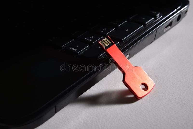 Red Usb Key on Black Keyboard Stock Photo - Image of chip, access: 79676226