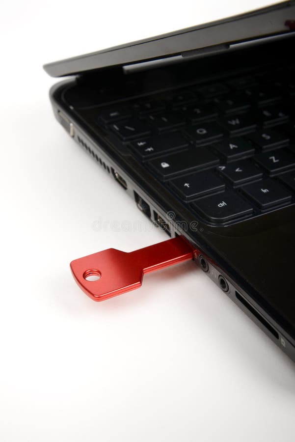 Red Usb Key on Black Keyboard Stock Photo - Image of media, horizontal ...