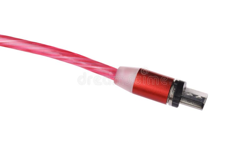 Red USB Type C Cable Isolated on White. Modern Technology Stock Image ...