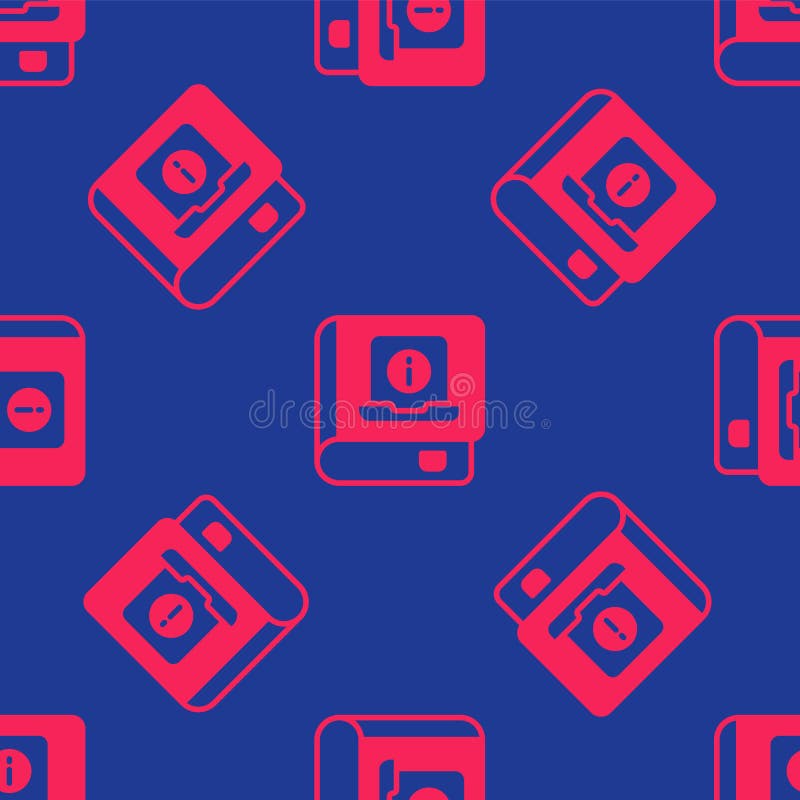 Red User Manual Icon Isolated Seamless Pattern on Blue Background. User ...