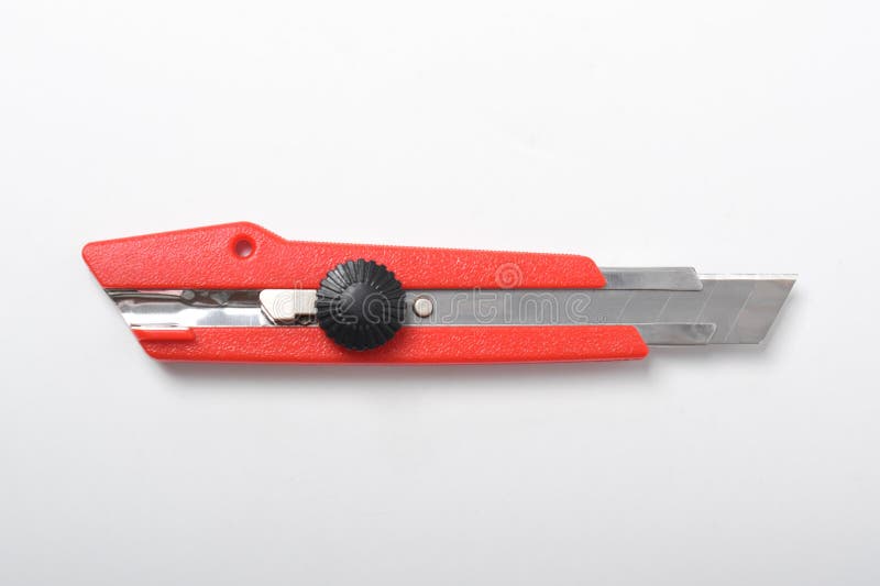 Red Utility Knife Cutter. Stationery Cutter Knife Stock Image - Image ...