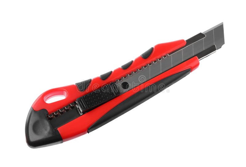 Red Utility Knife Isolated on White. Construction Tool Stock Photo ...