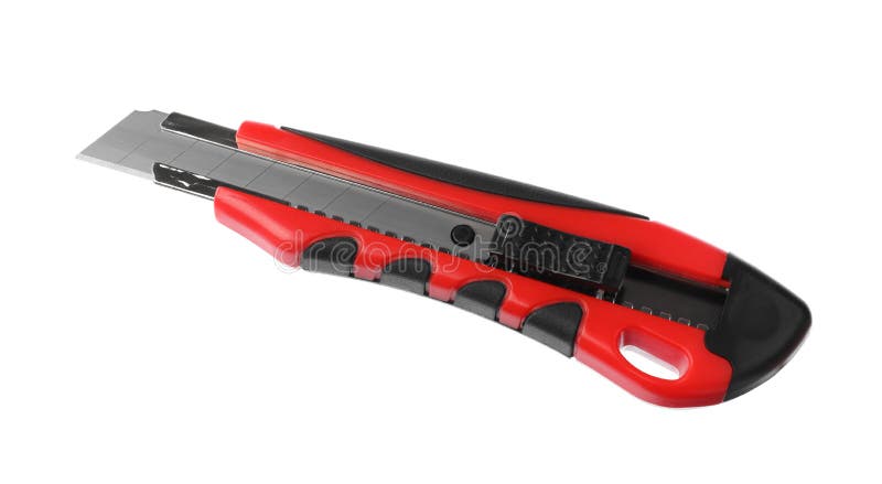 Red Utility Knife Isolated on White. Construction Tool Stock Photo ...