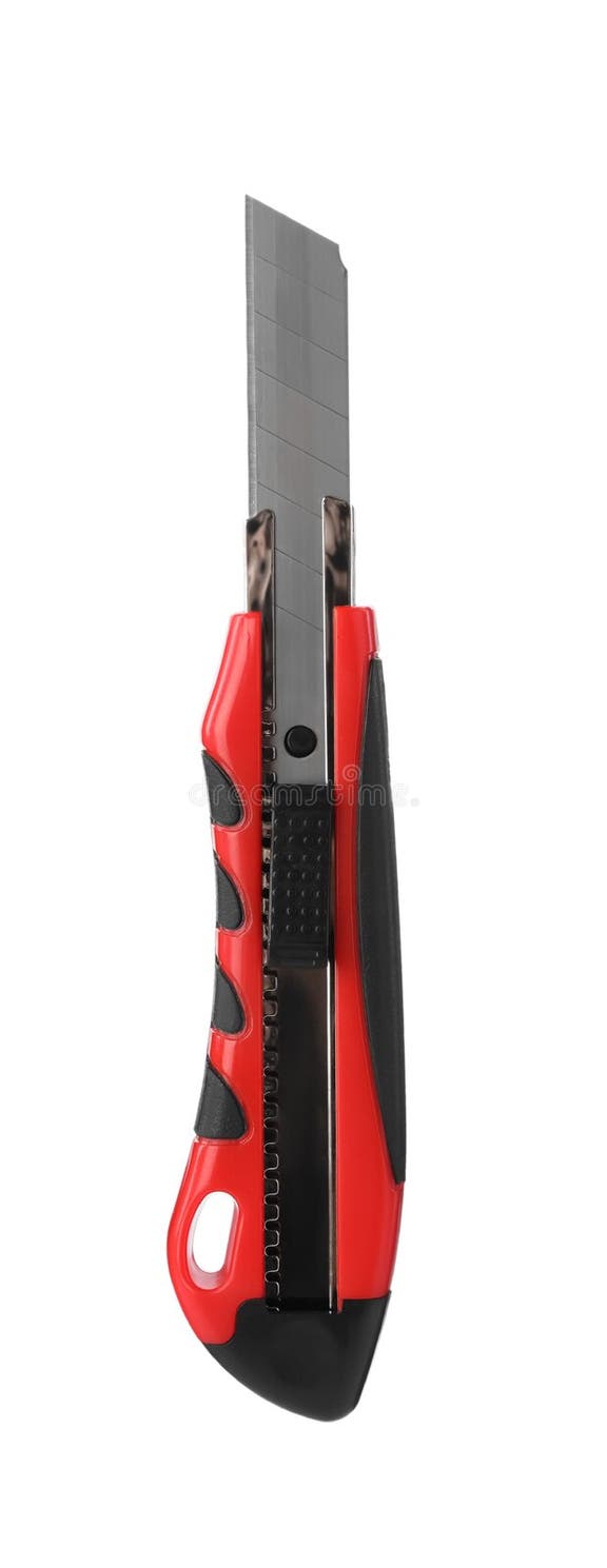 Red Utility Knife Isolated on White. Construction Tool Stock Photo ...