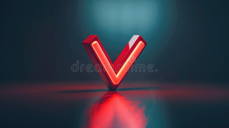 A Red V-shaped Object on a Reflective Surface, Possibly a Reflection of ...