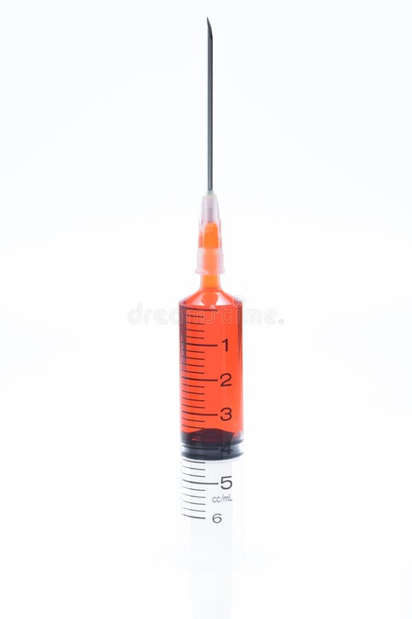 Red vaccine syringe stock photo. Image of background - 57787326