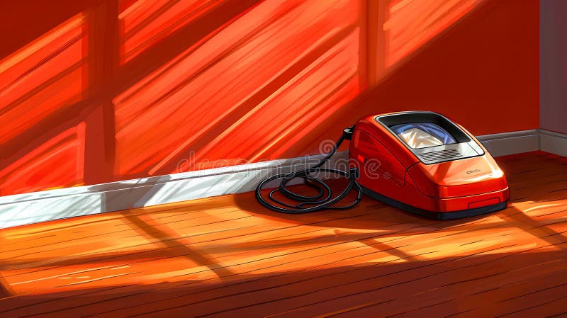 Red Vacuum Cleaner on a Background of a Red Wall. Stock Illustration ...