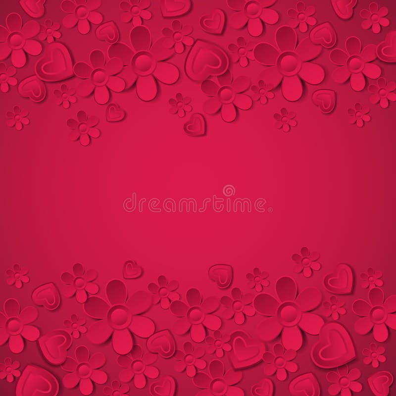 Red Valentine Background with Many Flowers, Vecto Stock Vector ...