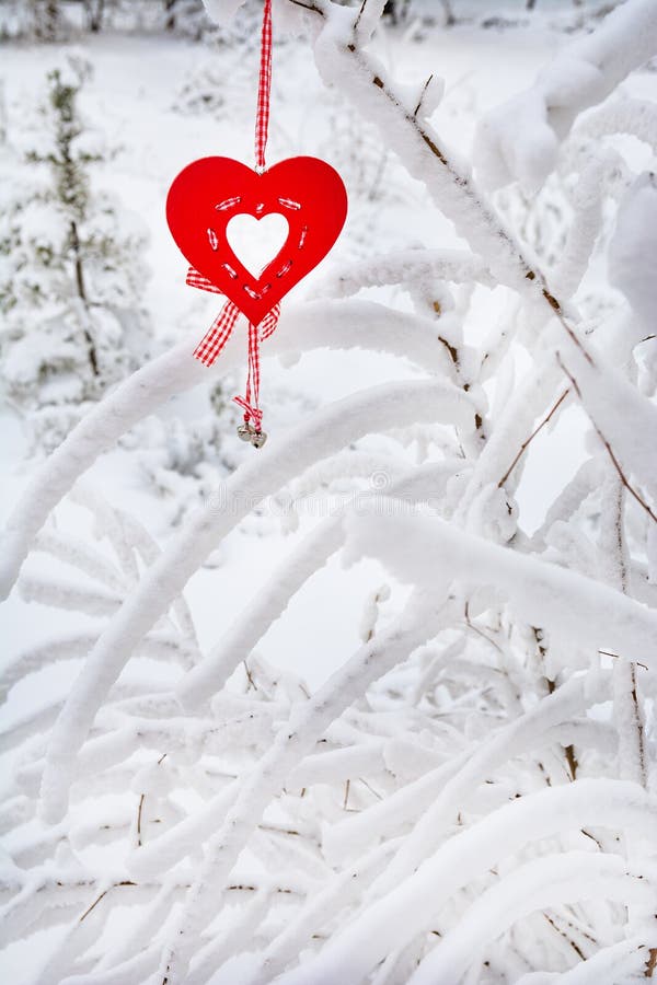 Red Valentine on the Background of a Winter Landscape Stock Image ...