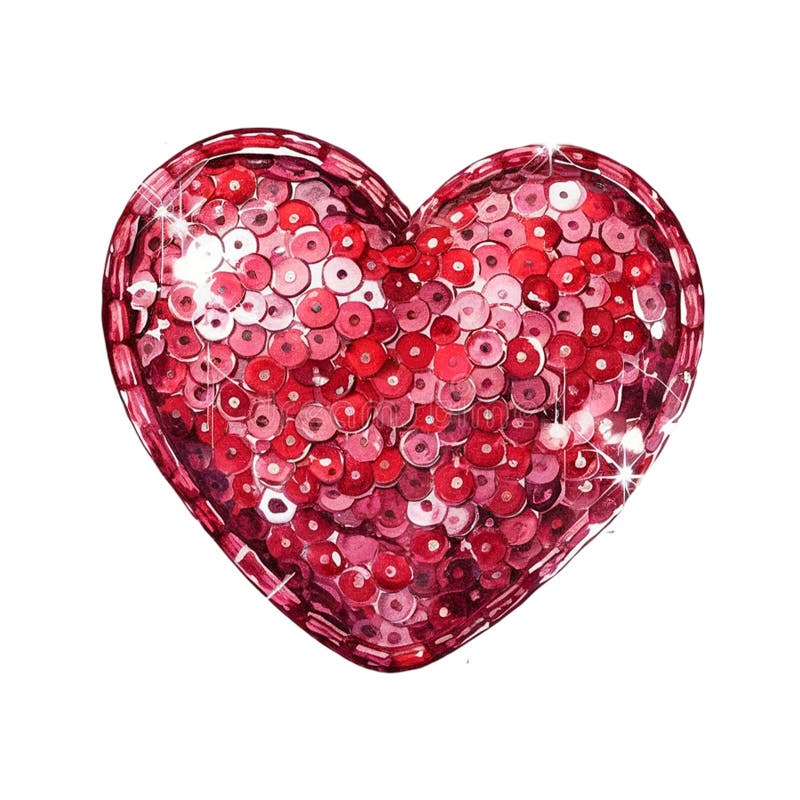 Red Valentine Glitter Heart Stock Illustration - Illustration of sequin ...