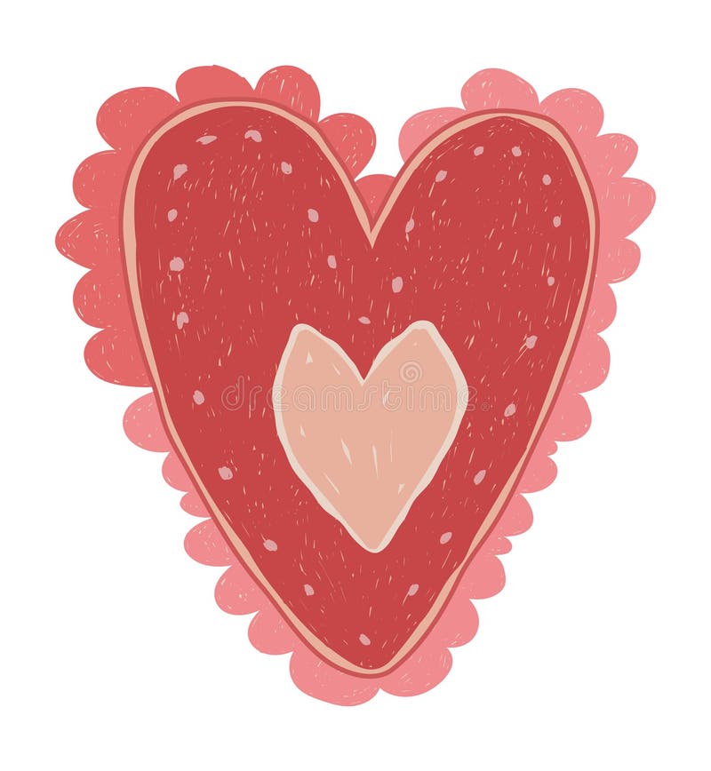 Red Valentine, Heart Card Design, Red Heart with Ruffles Stock Vector ...