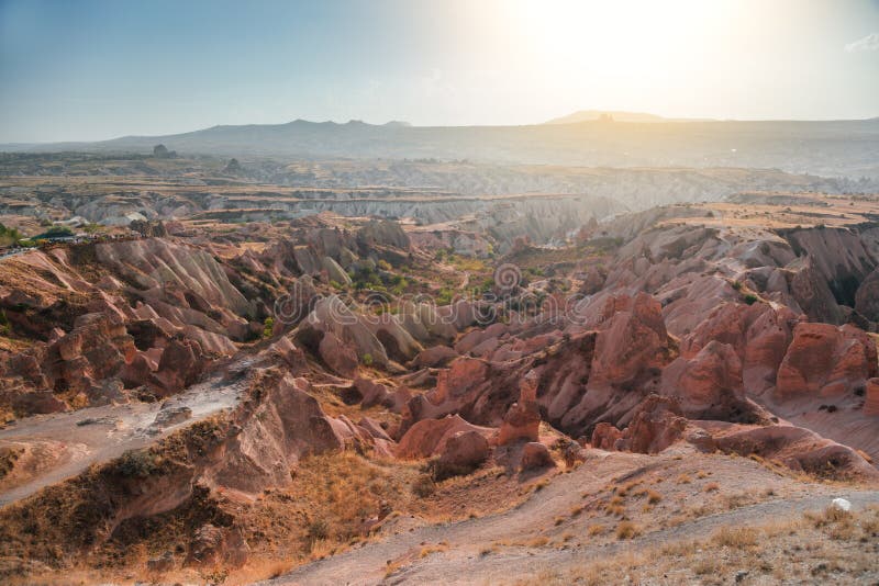Red Valley in Cappadocia at Sunset Time, Central Anatolia,Turkey Stock ...