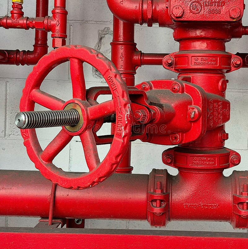 Red Control Wheel in Engine Room Stock Image - Image of regulation ...