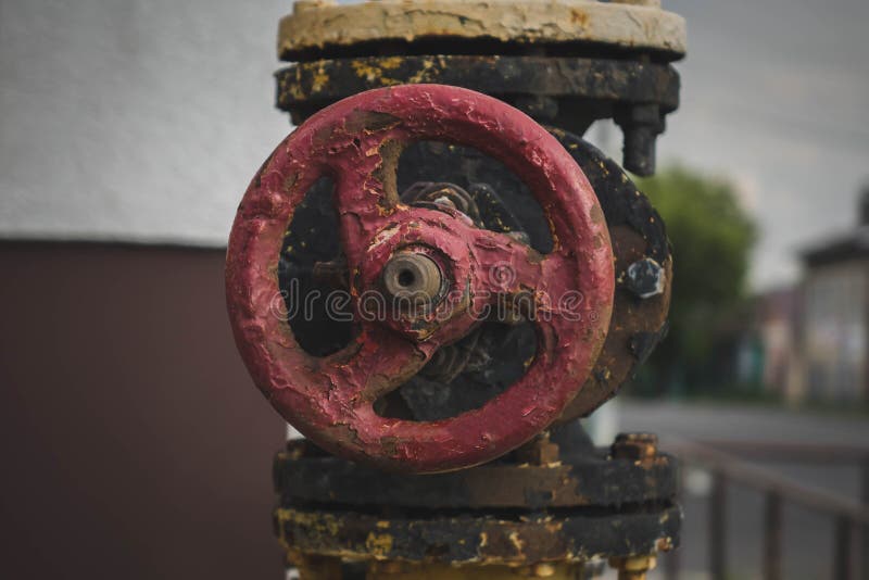 The Red Valve on the Gas Pipe. Stock Photo - Image of ballast ...