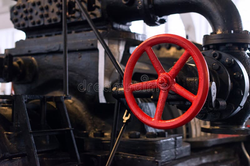 Red valve. stock image. Image of equipment, pipeline - 49364485