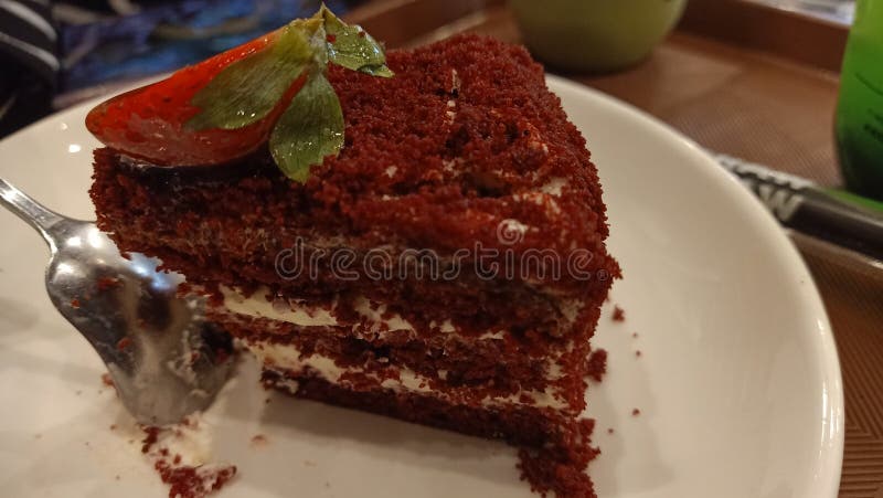 Red Valved Soft Cake with Strawberry Stock Image - Image of torte ...