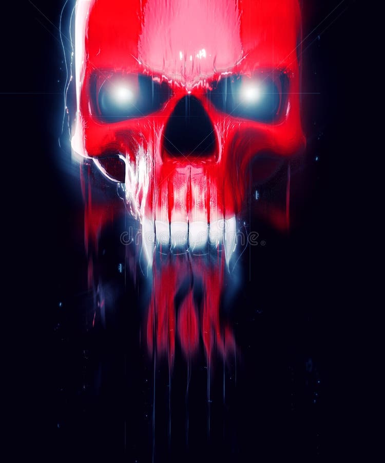 Red Vampire Demon Skull Melting into Light Stock Illustration ...