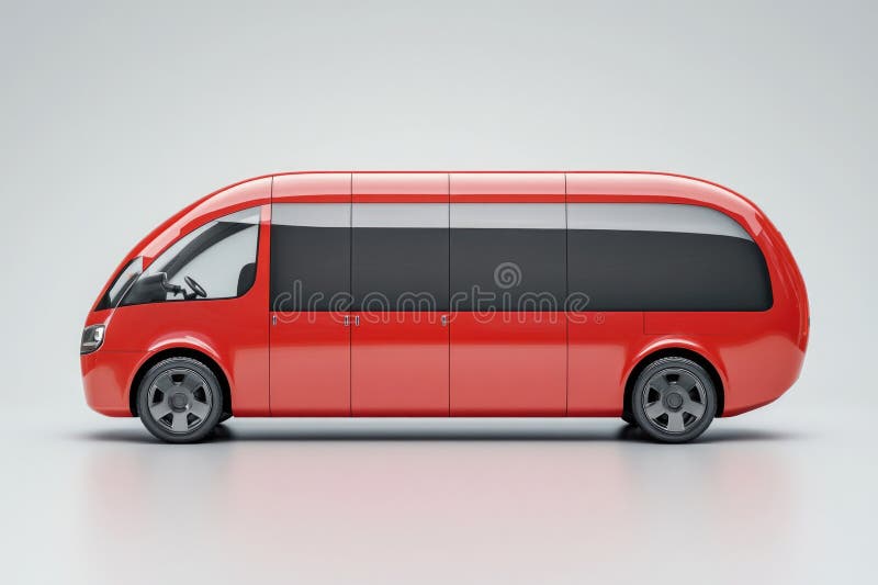 A Red Van Parked on a Clean White Surface Stock Image - Image of simple, automotive: 374362085