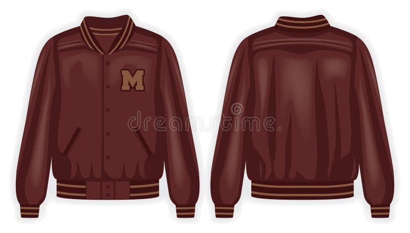 Red Varsity Jacket Front and Back View Stock Vector - Illustration of ...