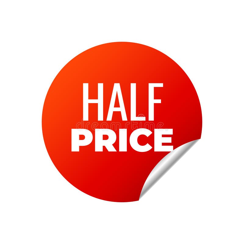 Red Vector Banner Sticker on White Background, Half Price Stock Vector ...