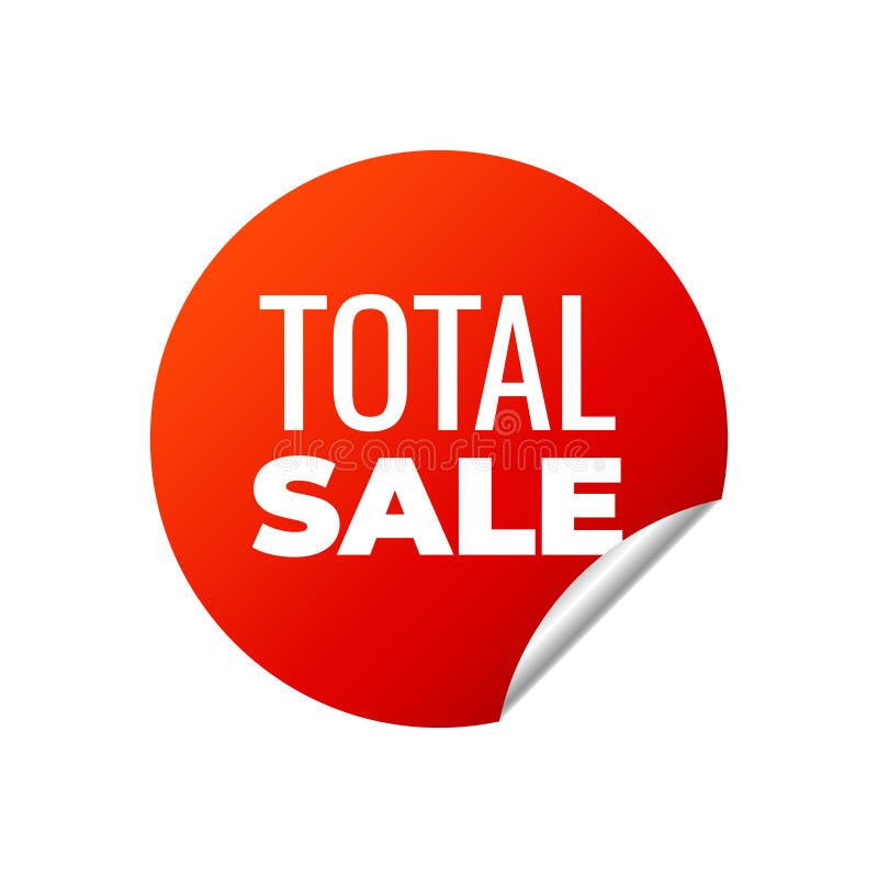 Red Vector Banner Sticker on White Background, Total Sale Stock Vector ...