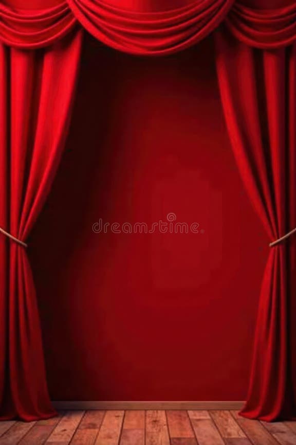 Red Vector Curtain Frame Template; Realistic Design , Oval, Interior ...