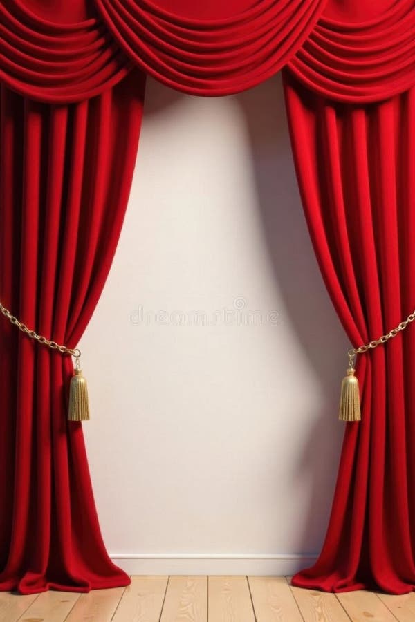 Red Vector Curtain Frame Template; Realistic Design , Rectangle, Frame ...