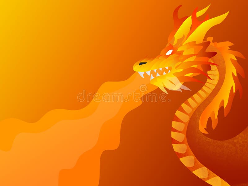 Red Vector Illustrated Dragon Spitting Fire Stock Illustrations – 1 Red ...