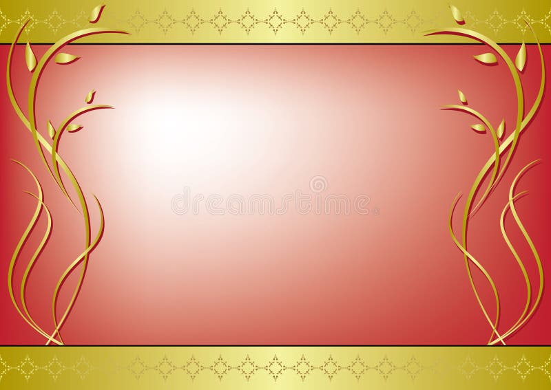 Red Vector Frame with Golden Decor Stock Vector - Illustration of ...