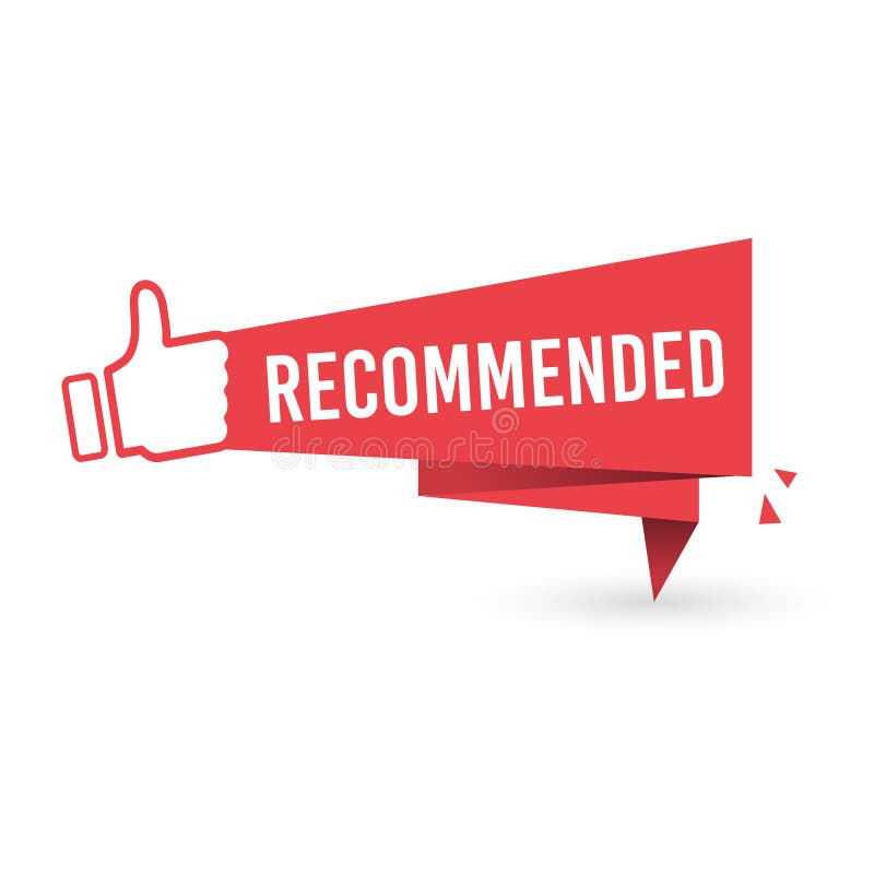 Recommend Icon Design. Red Label Recommend with Thumb Up Icon in Trendy ...
