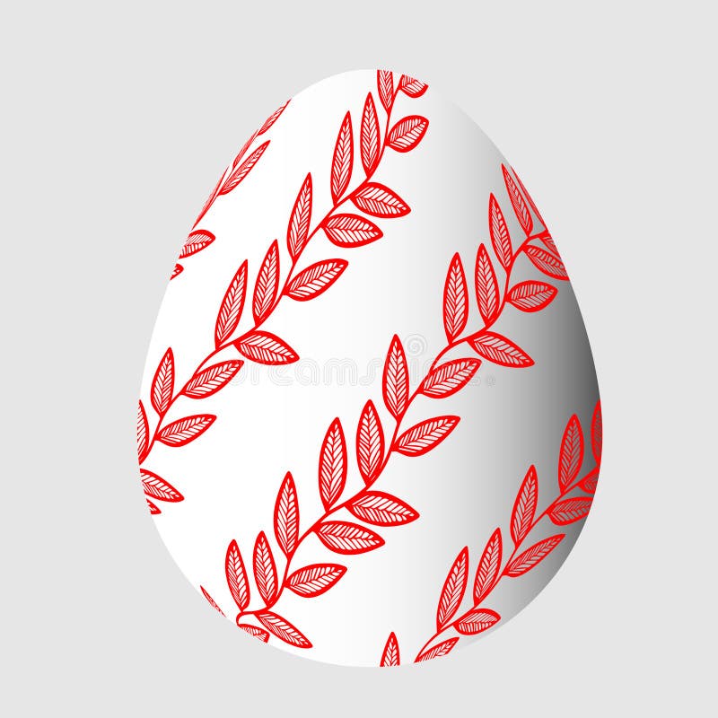 Red Vector Illustration of One Easter Egg with a Floral Pattern ...