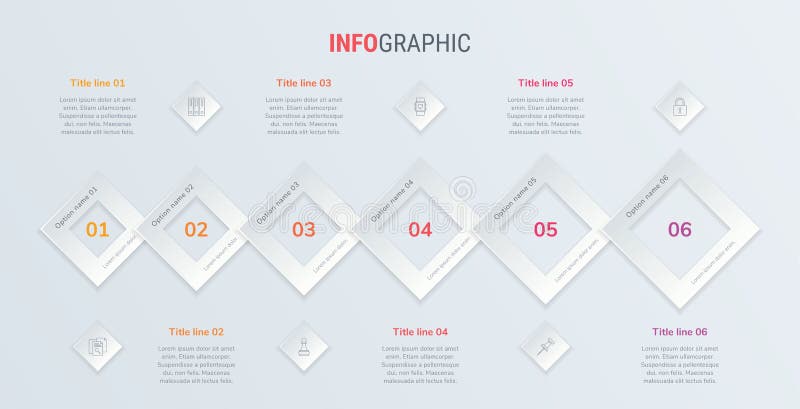Red Vector Infographics Timeline Design Template with Square Elements ...