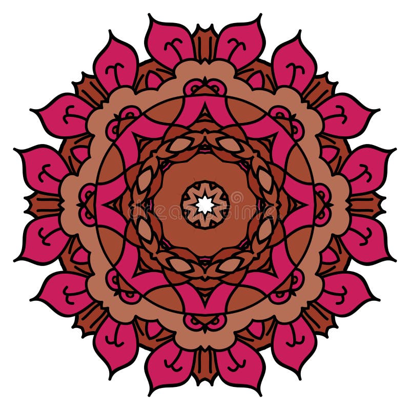 Red Vector Mandala. Isolated Round Element Stock Vector - Illustration ...