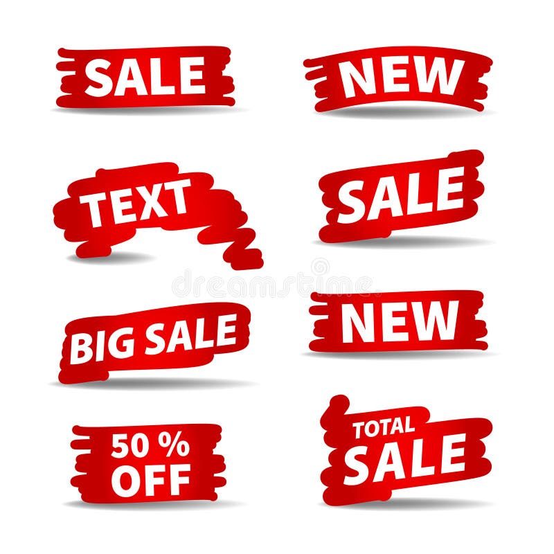 Red vector sale labels stock vector. Illustration of text - 37014220