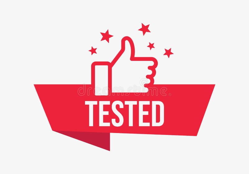 Red Vector Tested Banner with Thumbs Up and Stars. Stock Vector ...